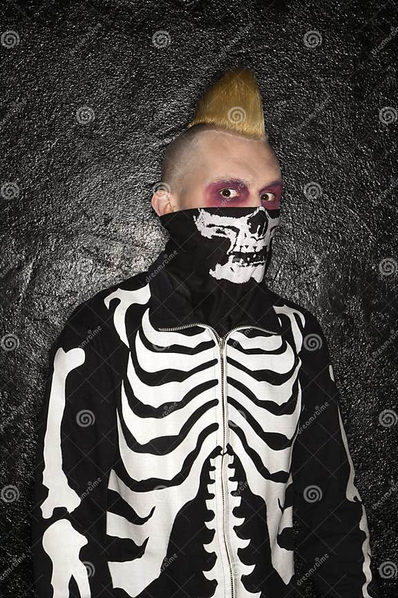 Punk with Skeleton Costume. Stock Image - Image of male, makeup: 2770925