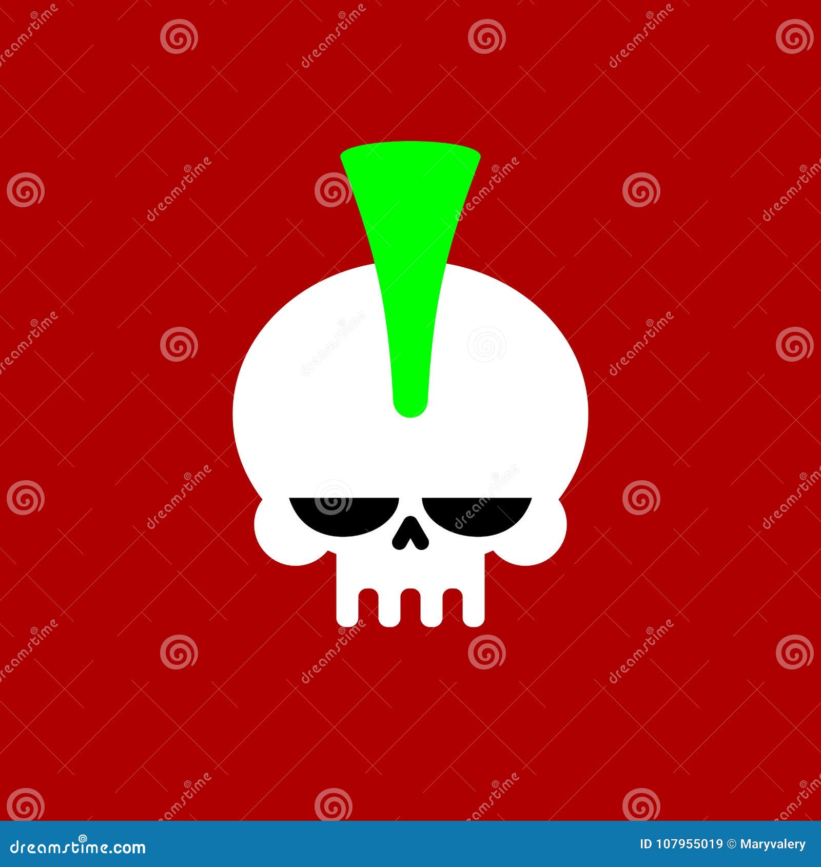 Punk Skull with Mohawk. Head of Skeleton Stock Vector - Illustration of ...