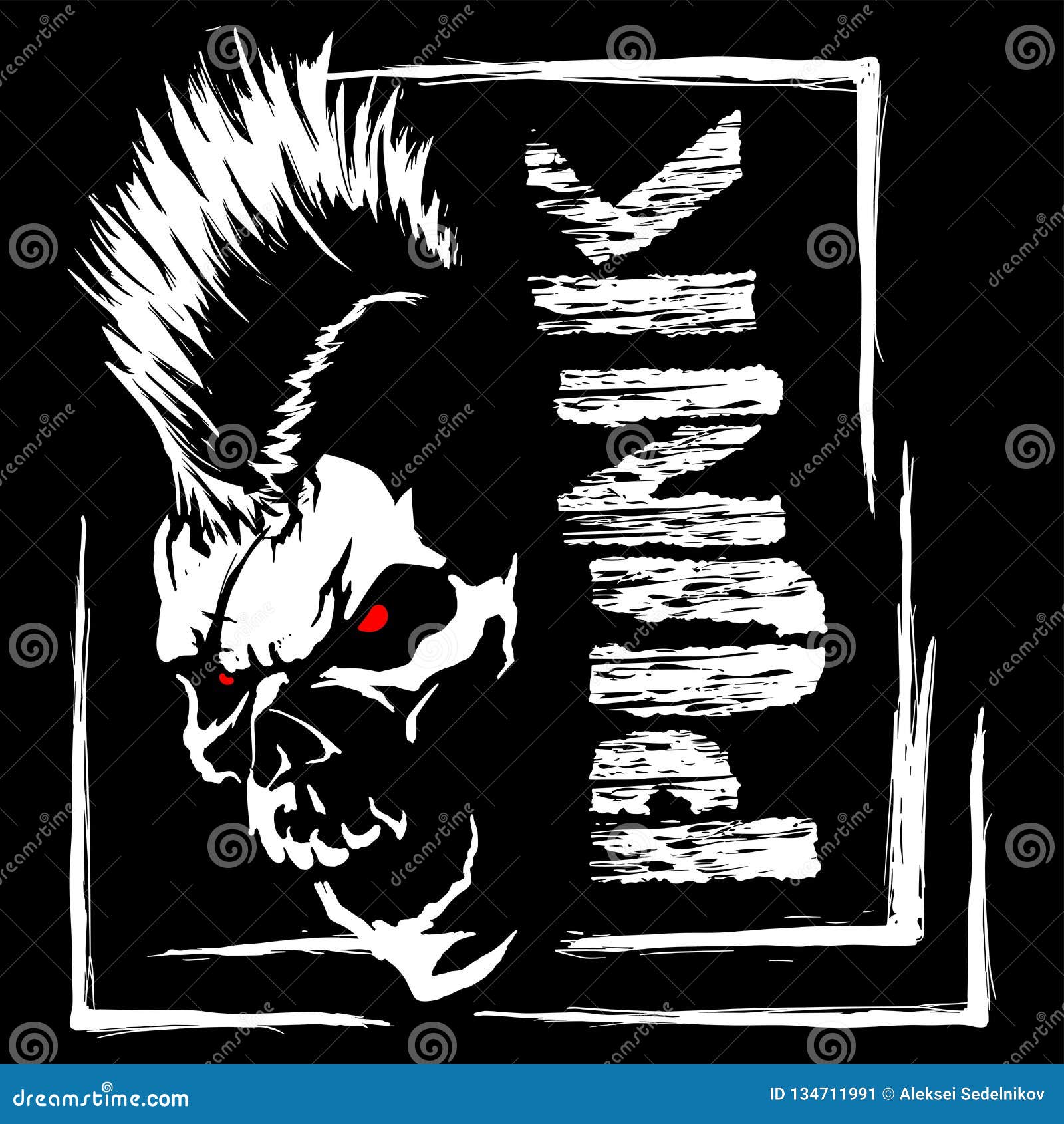 Punk Skull Vector Illustration Stock Vector - Illustration of gothic ...