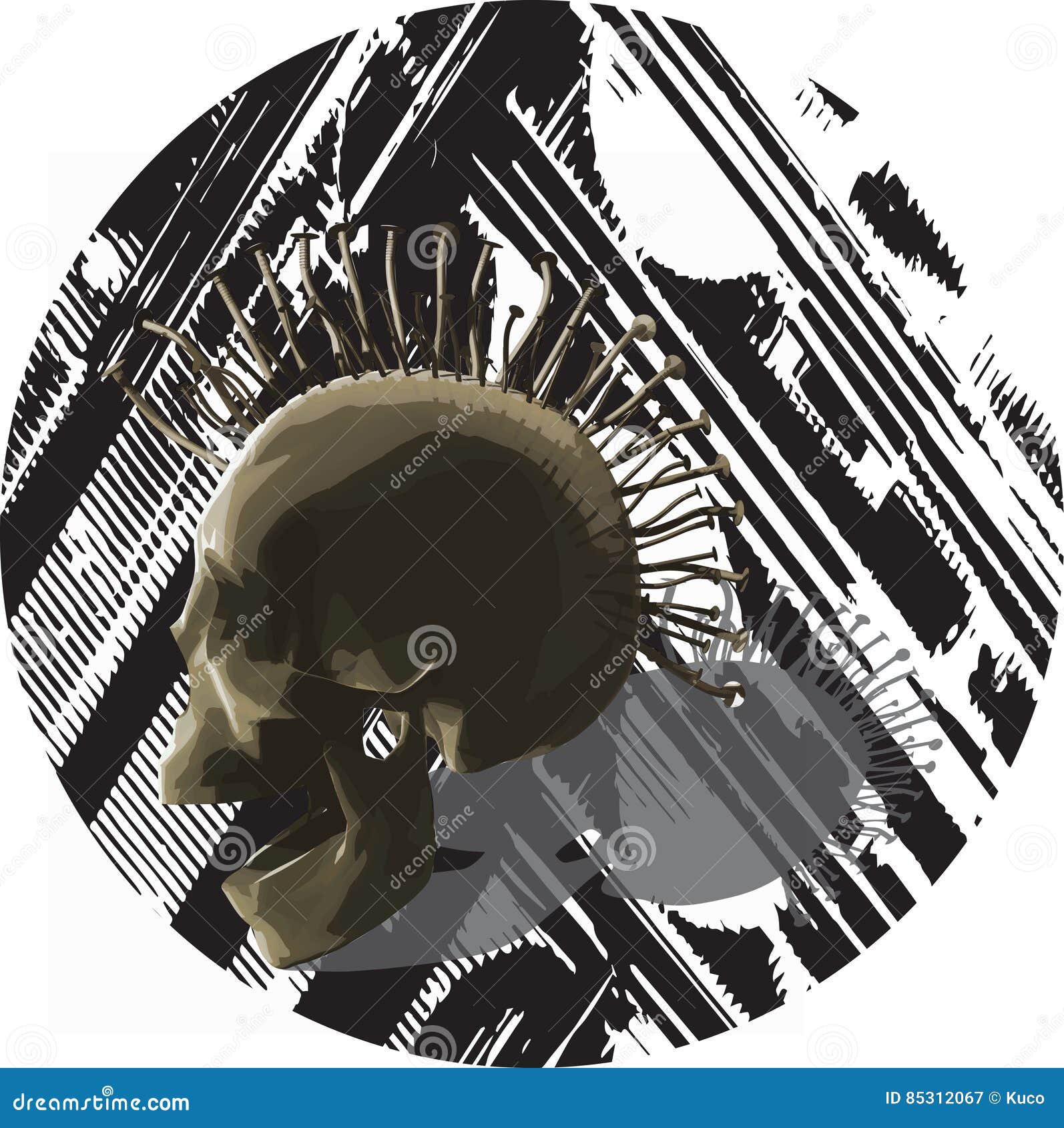 Punk Skull - Vector, Mixed Media. Stock Vector - Illustration of ...