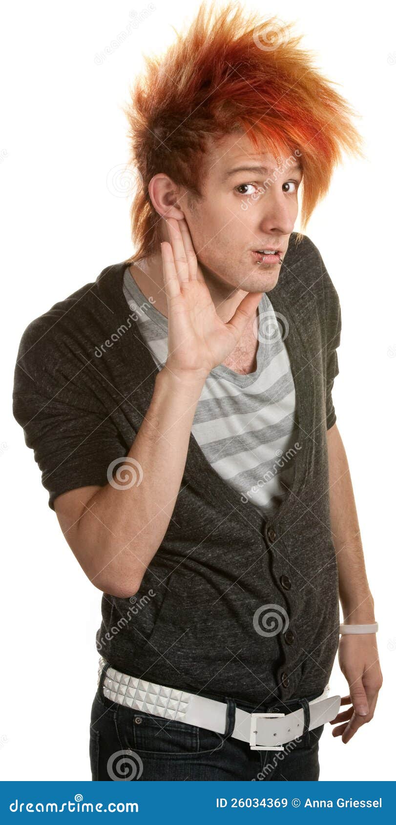 Punk Teen Listening stock image. Image of male, dyed - 26034369