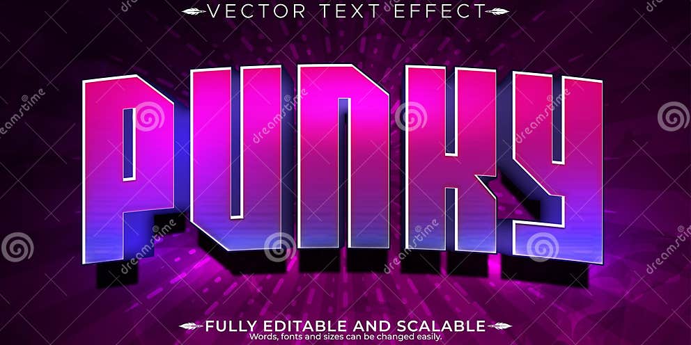 Punk Text Effect, Editable Club and Event Text Style Stock Vector ...