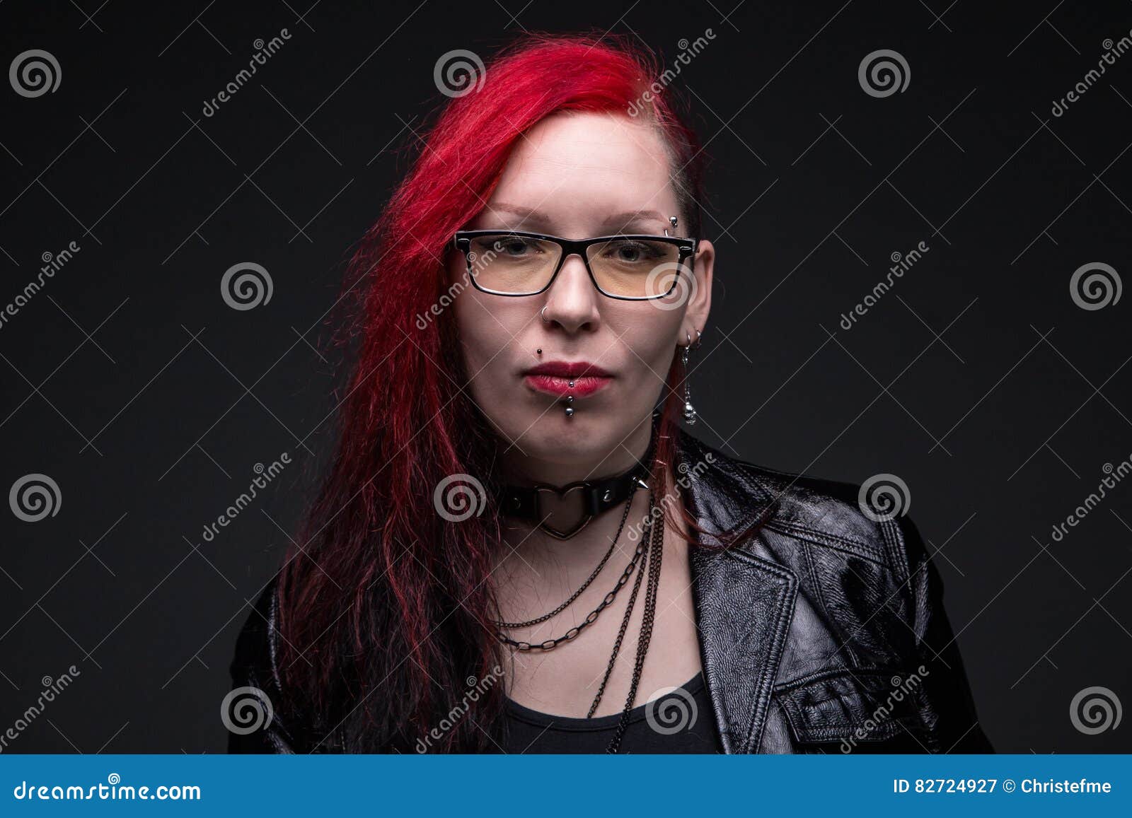 Punk woman with glasses stock image. Image of hair, black - 82724927
