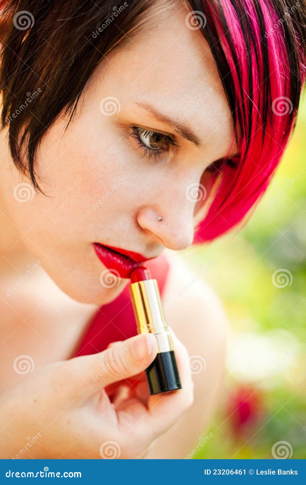 Punk woman with lipstick stock image. Image of outdoors - 23206461