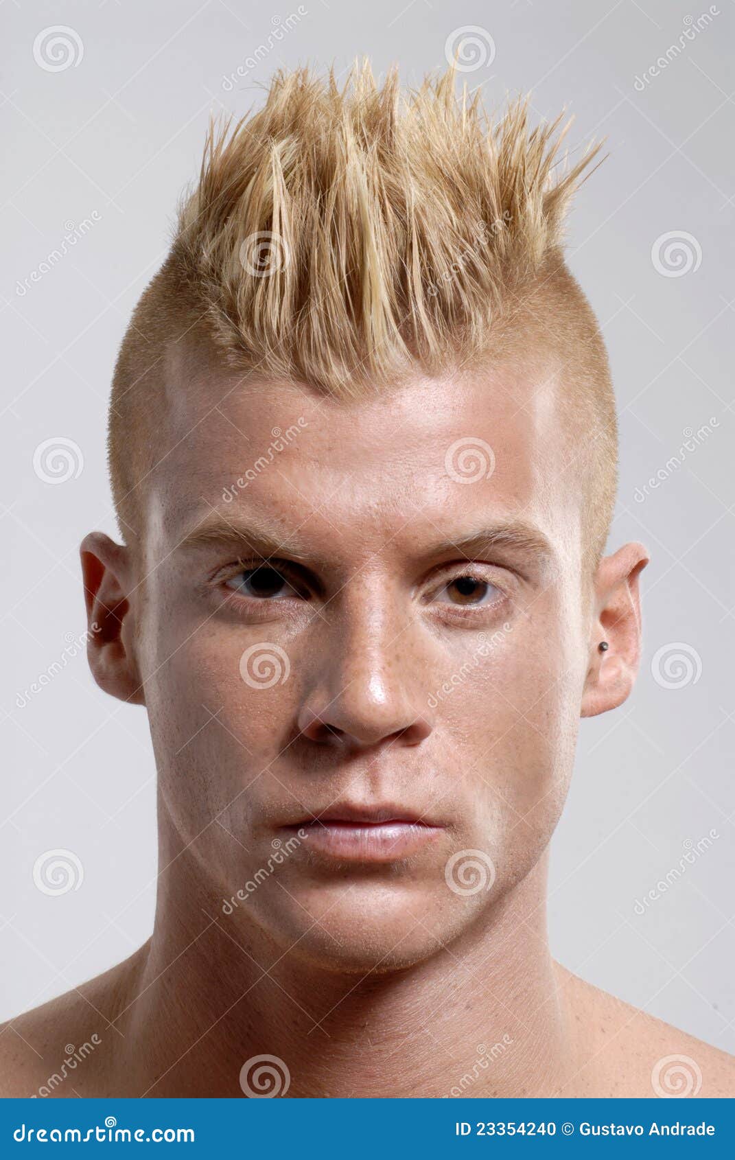 Punk Young Man on White Background. Stock Photo - Image of portrait ...