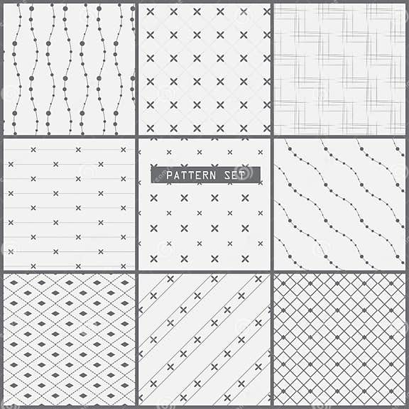 Punkt und Linie Mustersatz vektor abbildung. Illustration von einfarbig ...