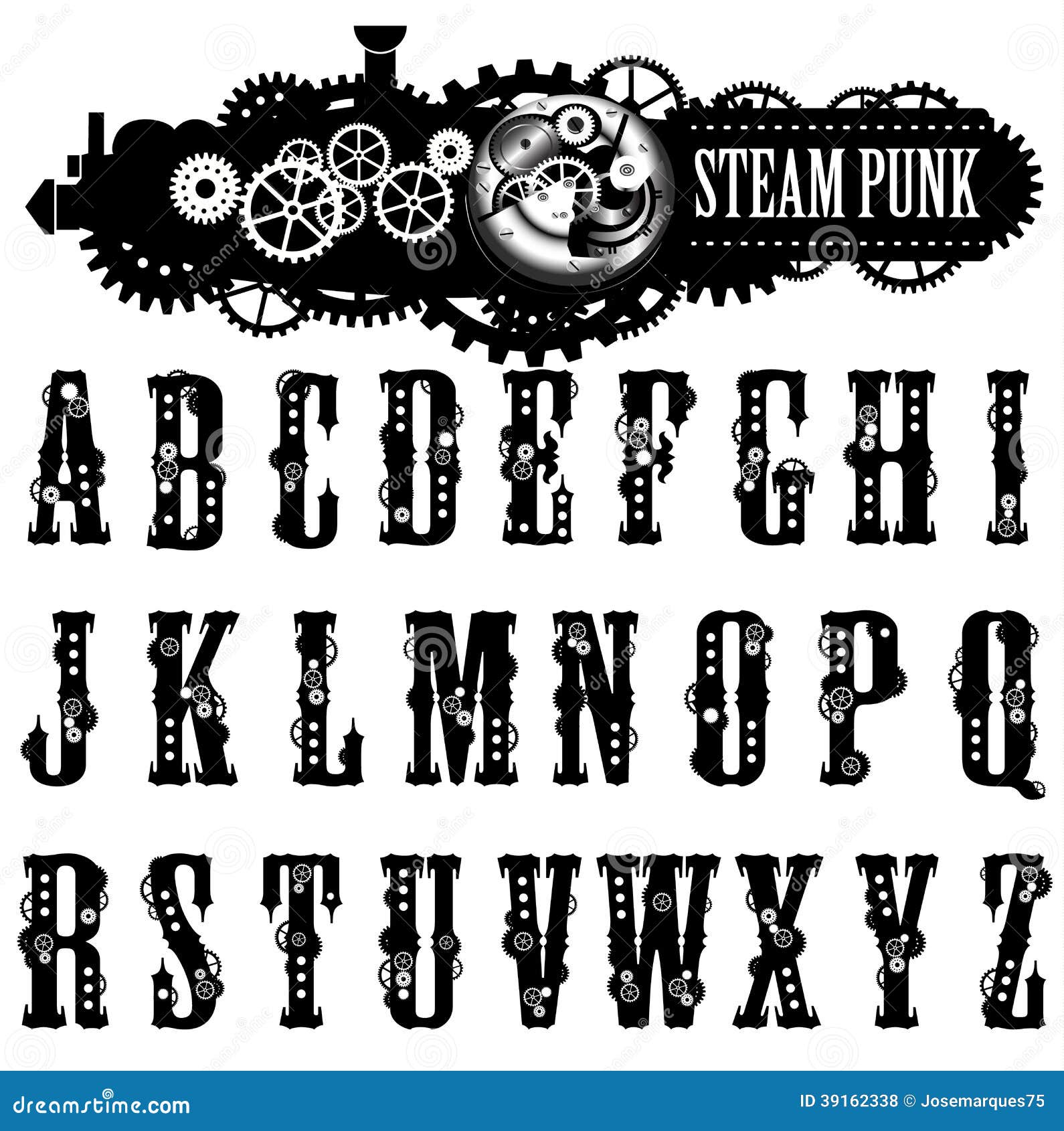 Punky del vapor, fuente. ilustración del vector. Ilustración de texto ...