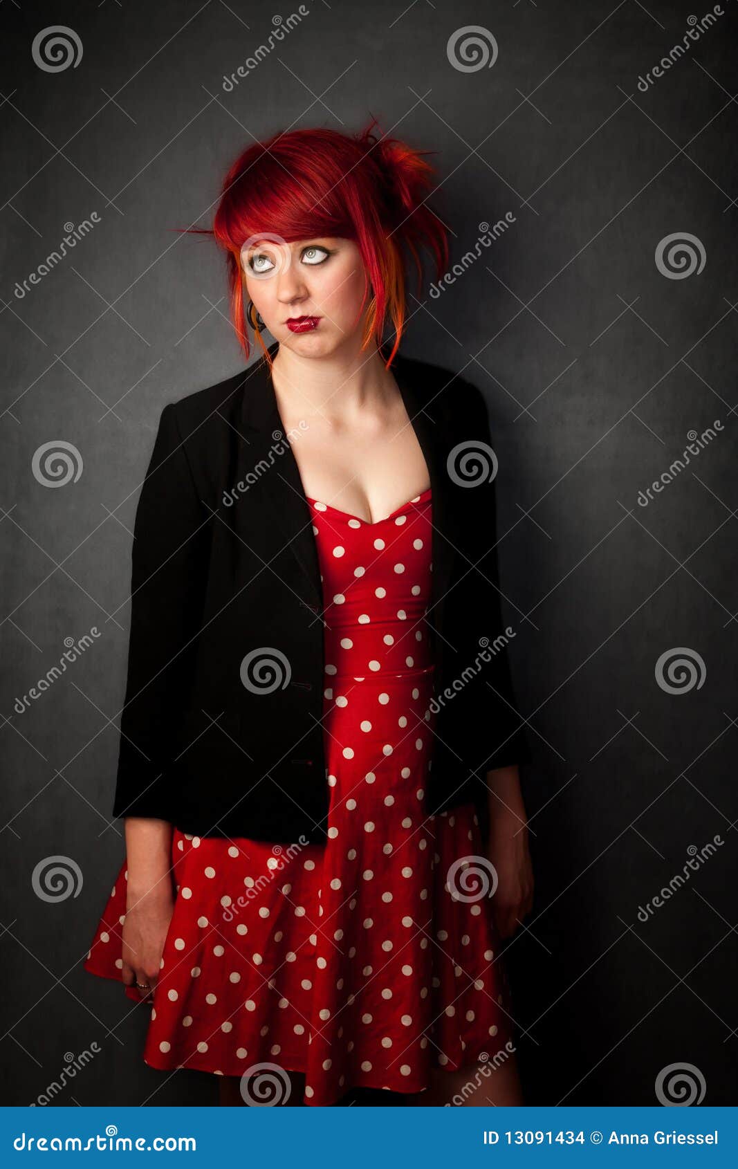 Punky Girl with Red Hair stock photo. Image of ring, pretty - 13091434
