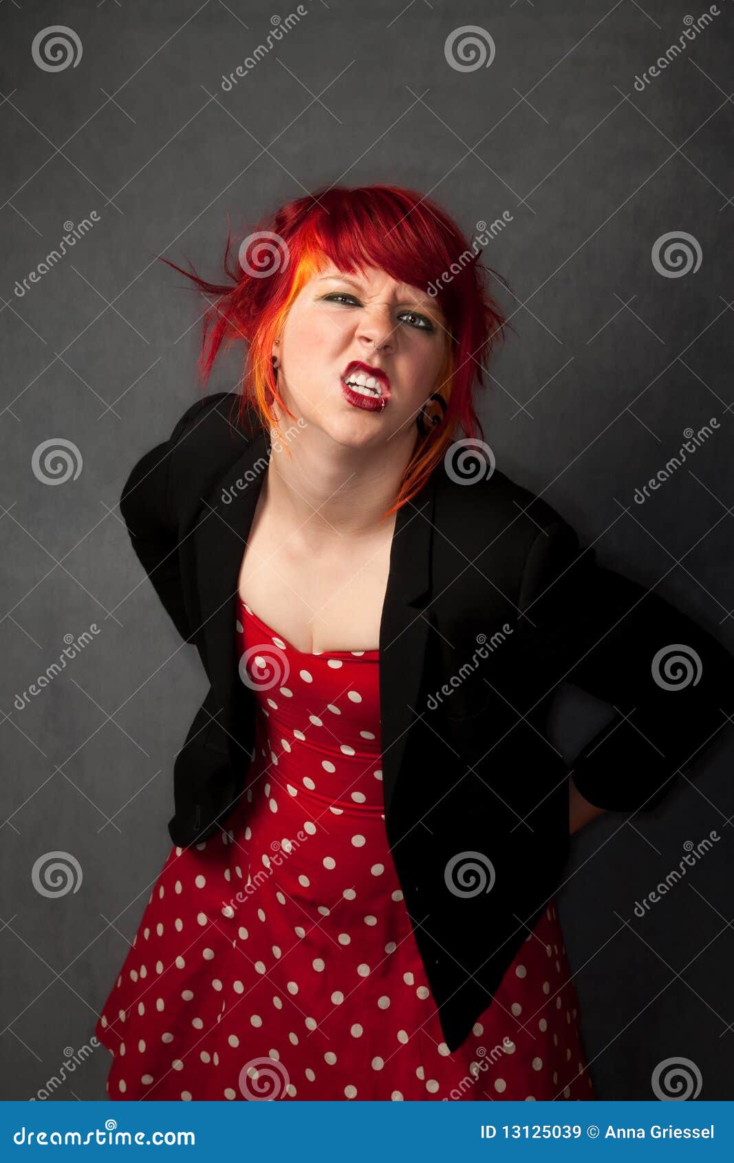 Punky Girl with Red Hair stock image. Image of person - 13125039