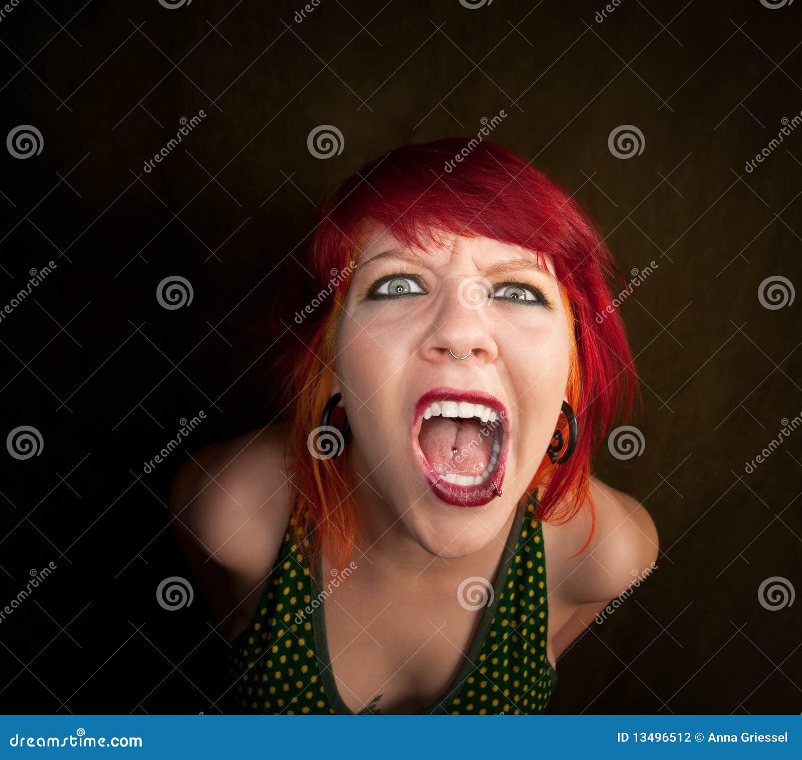 Punky Girl with Red Hair stock photo. Image of female - 13496512