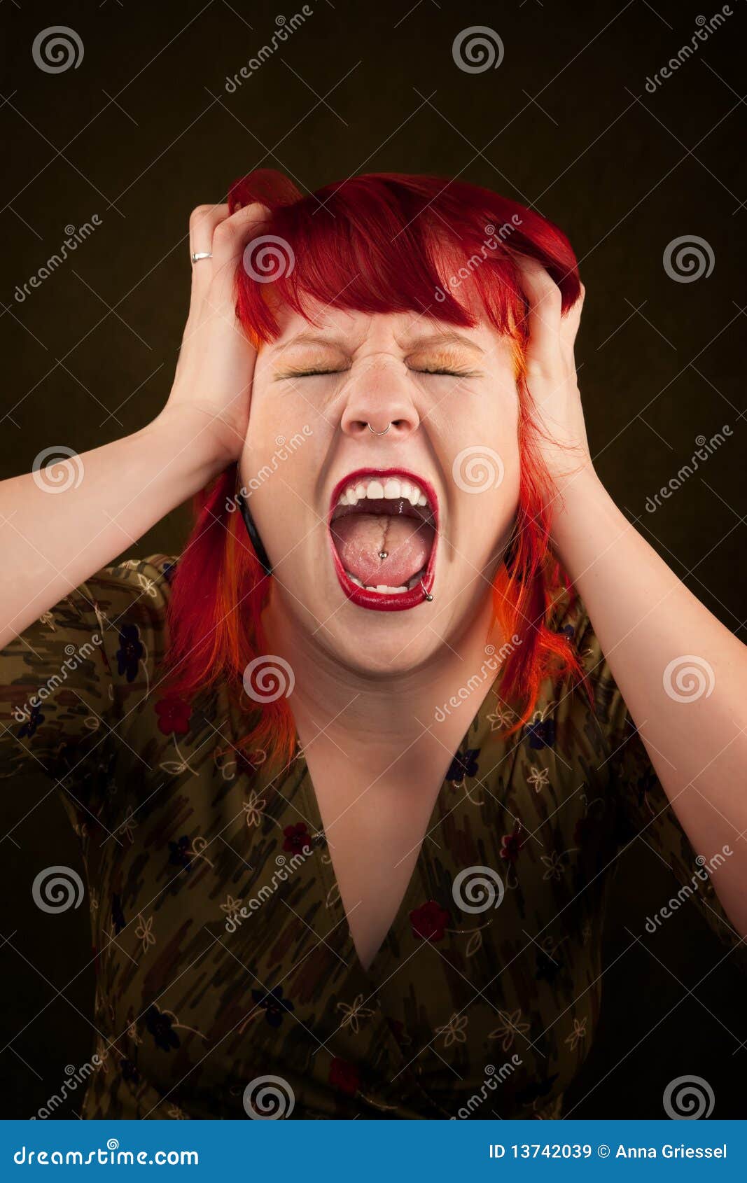 Punky Girl with Red Hair stock image. Image of afraid - 13742039