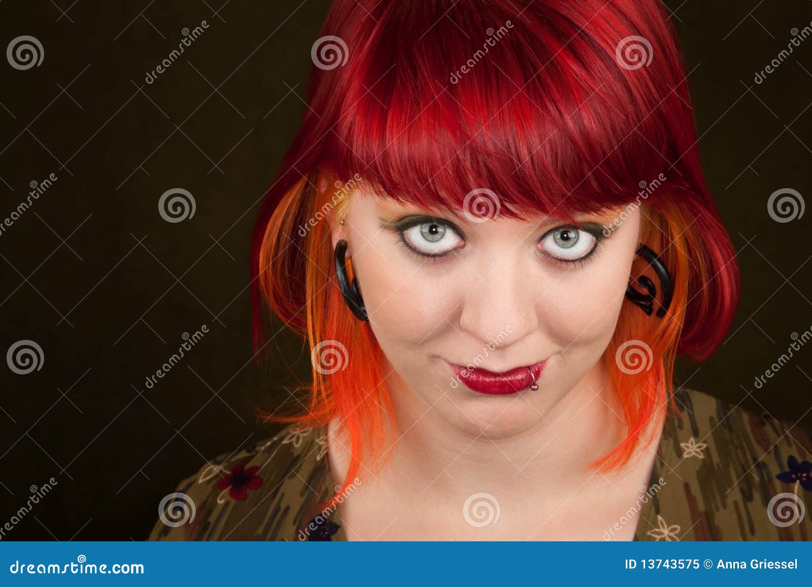 Punky Girl with Red Hair stock image. Image of adult - 13743575