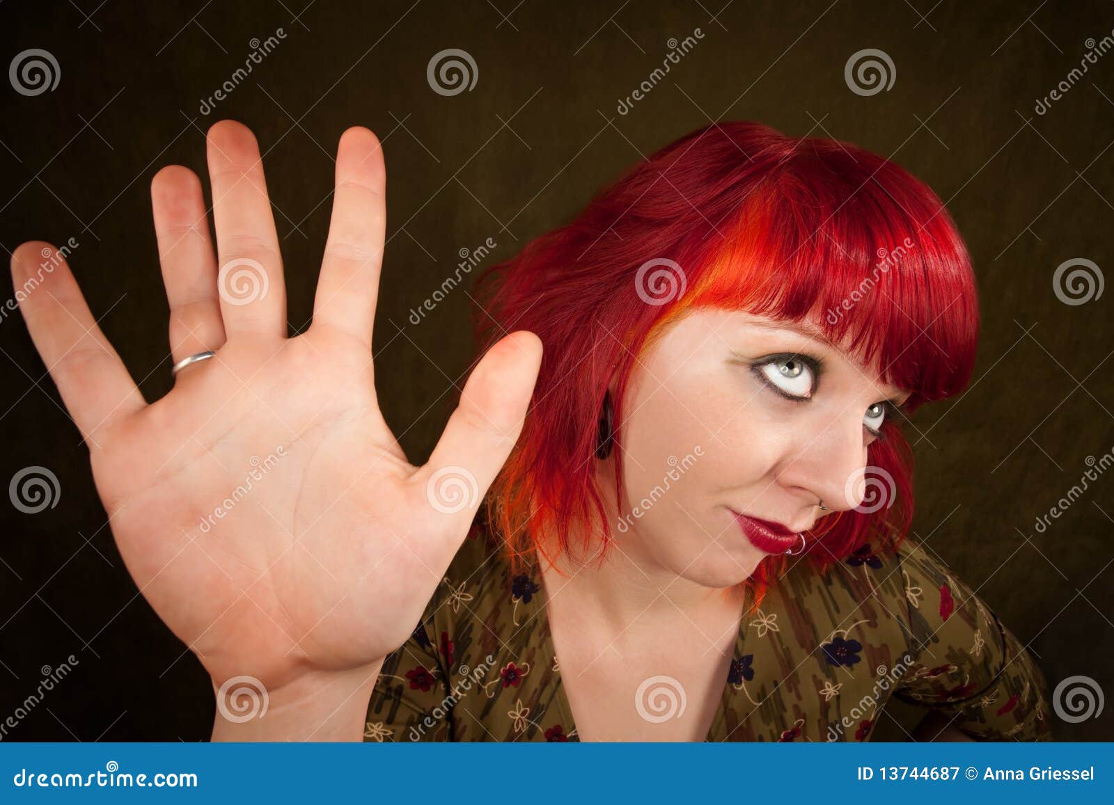 Punky Girl with Red Hair stock image. Image of piercing - 13744687