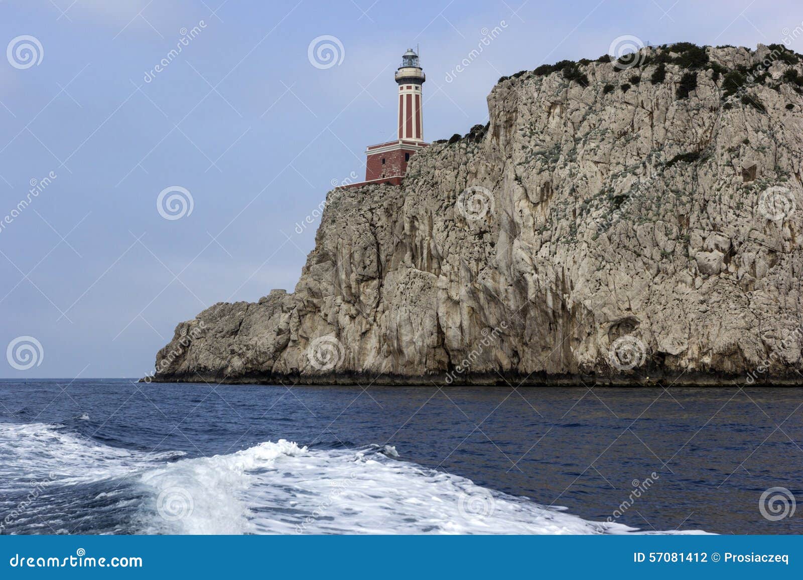 Punta Carena Lighthouse, Capri, Italy Stock Photo - Image of lantern ...