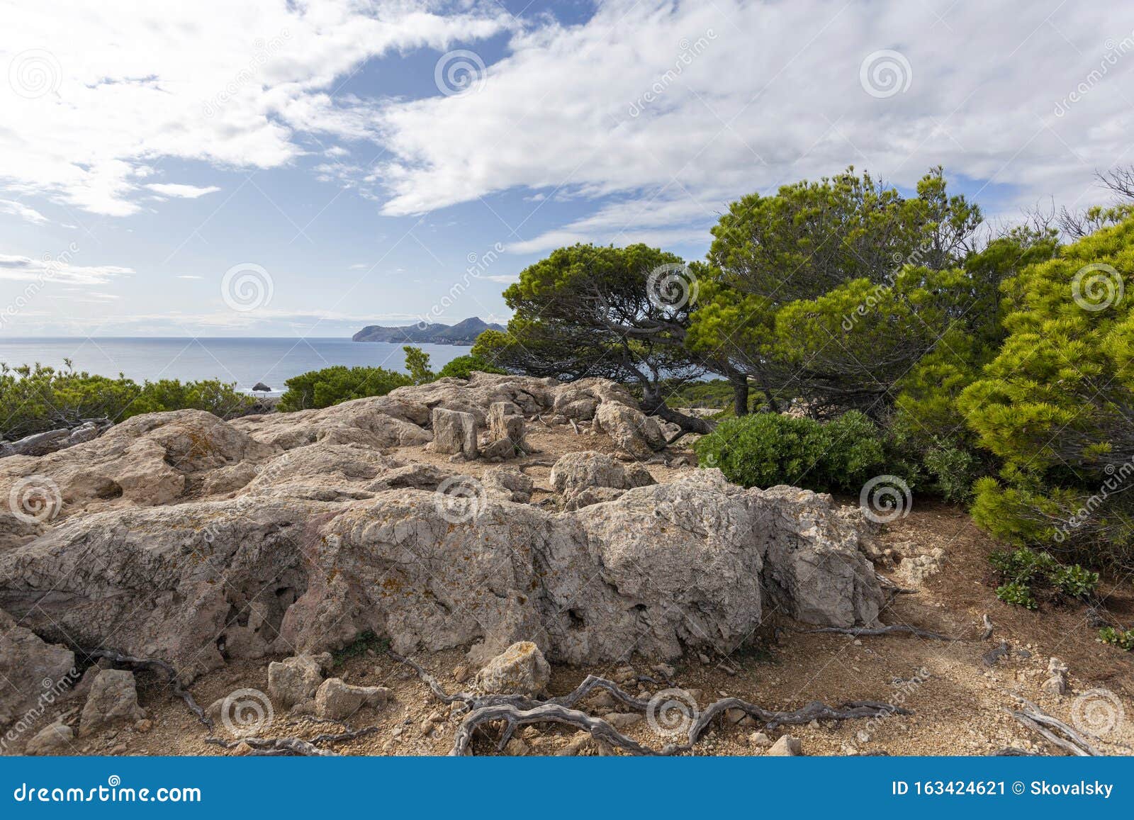 Punta de Capdepera stock image. Image of horizon, beach - 163424621