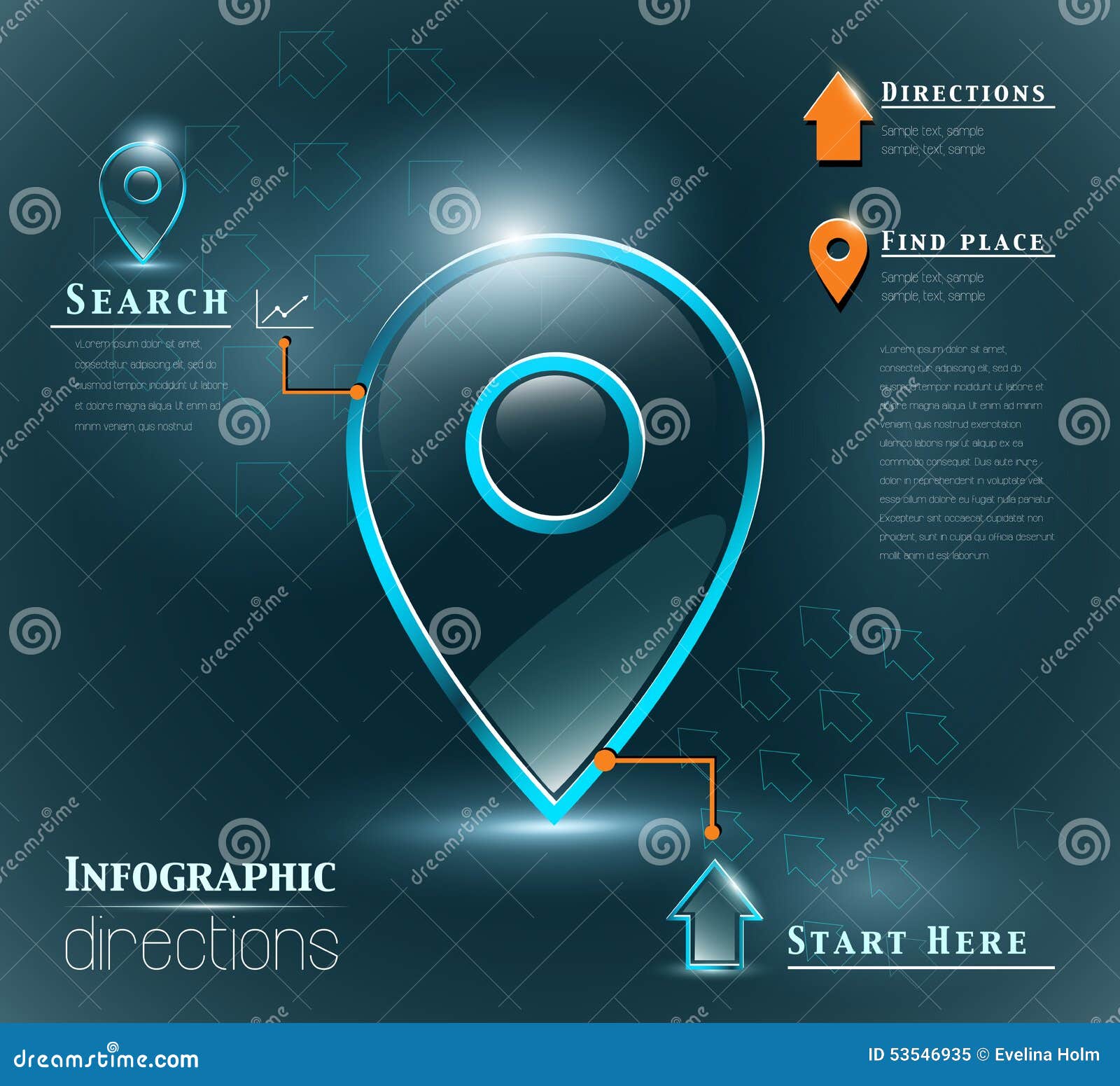 Puntatore E Freccia Lucidi Della Mappa Illustrazione di Stock ...