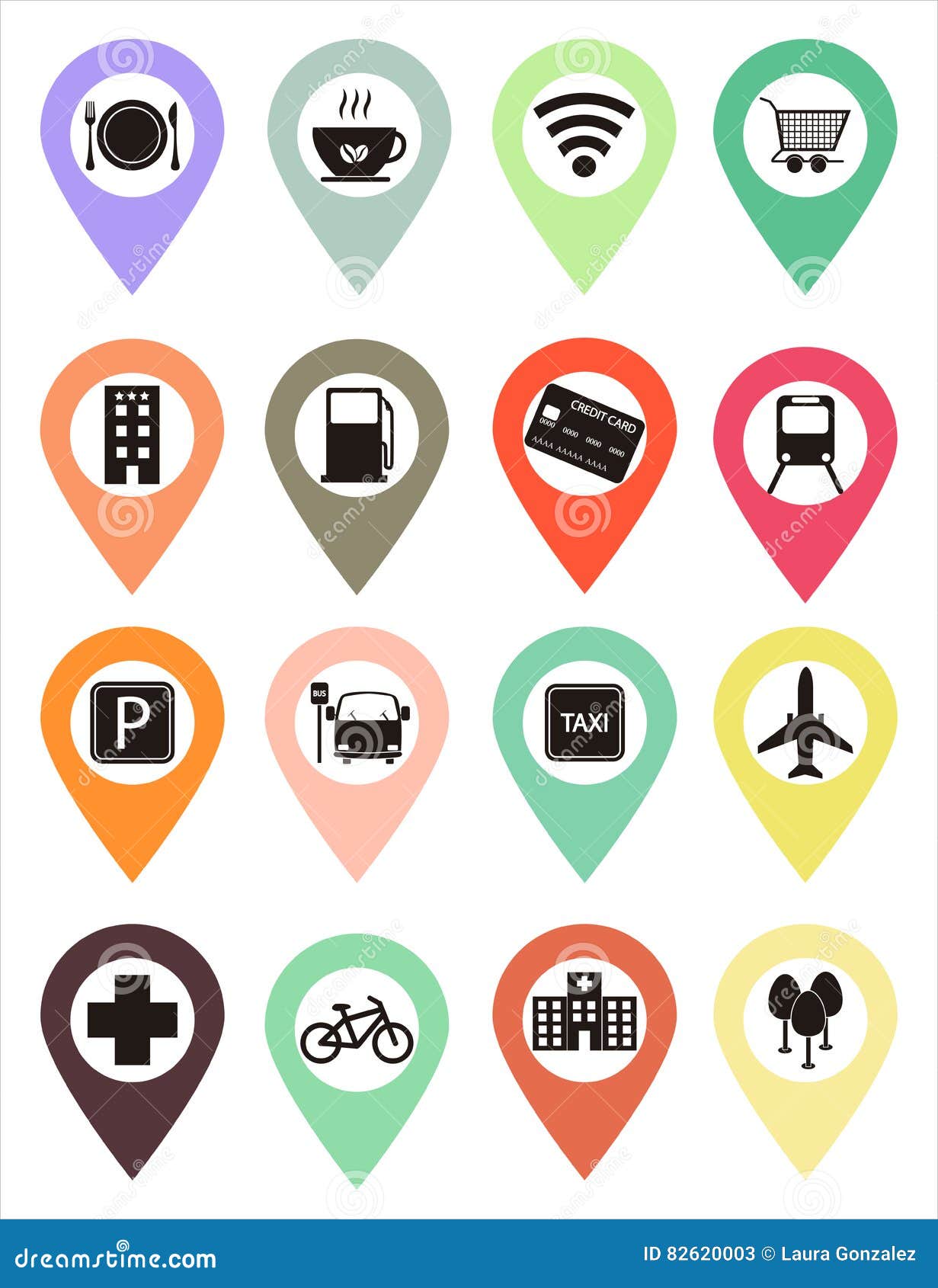 PUNTI DELLE ICONE DI INTERESSE Illustrazione Vettoriale - Illustrazione ...