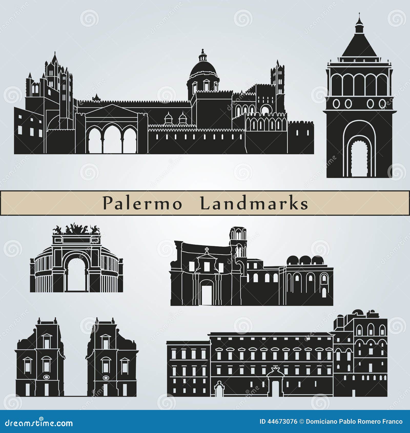 Punti Di Riferimento E Monumenti Di Palermo Illustrazione Vettoriale ...