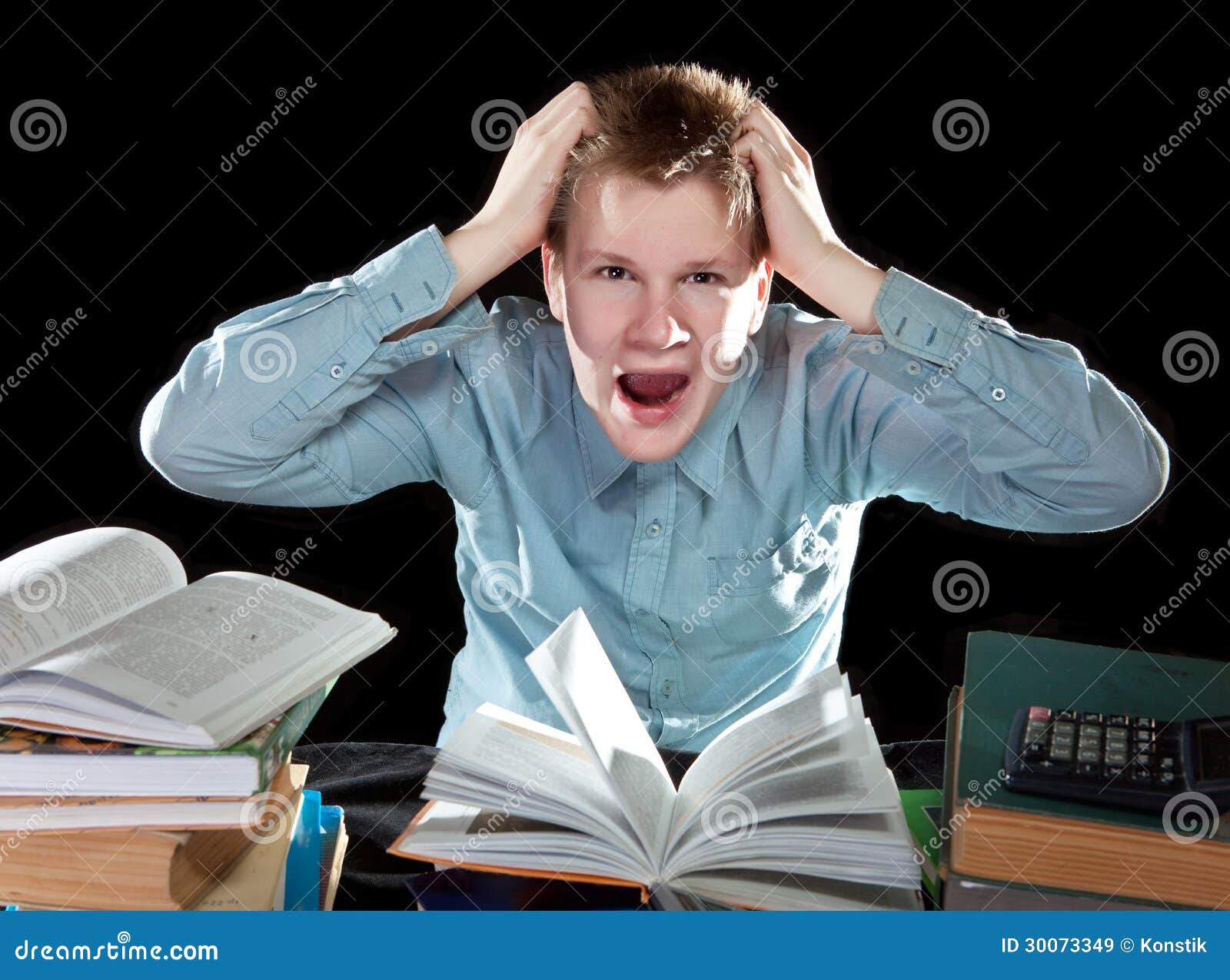 The Pupil is Angry about a Large Number of Lessons Stock Image - Image ...