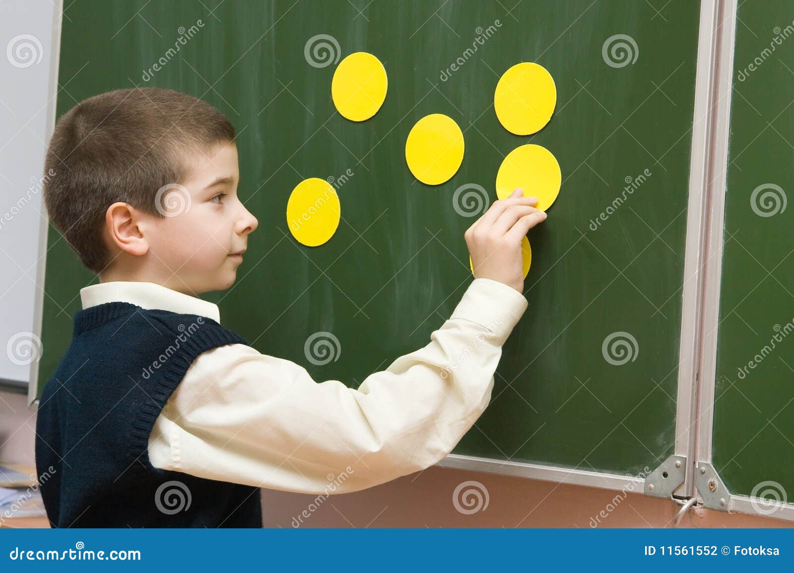 The Pupil with Cards at a Blackboard Stock Photo - Image of pupil ...