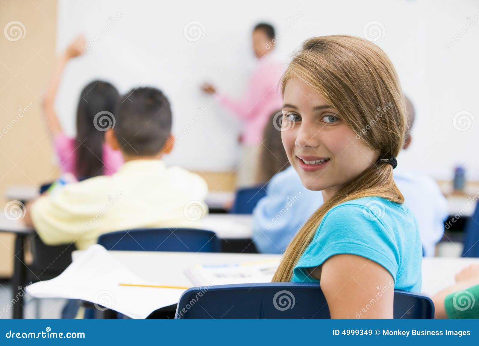 Pupil in Elementary School Classroom Stock Image - Image of group ...