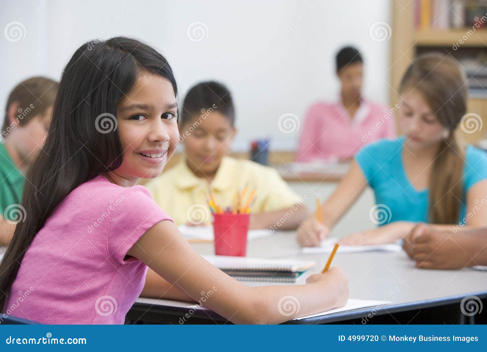 Pupil in Elementary School Classroom Stock Photo - Image of ethnicity ...