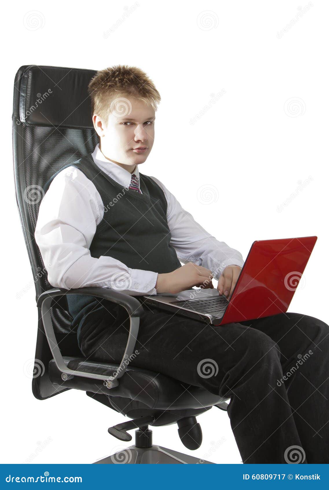 Pupil of High Classes in a School Uniform with a Notebook Sits in a ...