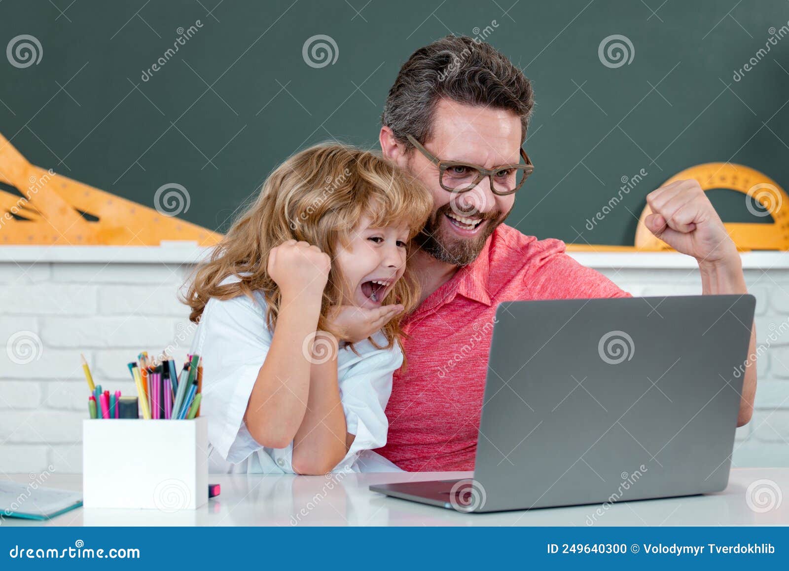 Pupil Kid Student and Teacher Tutor in Classroom at School Lesson ...