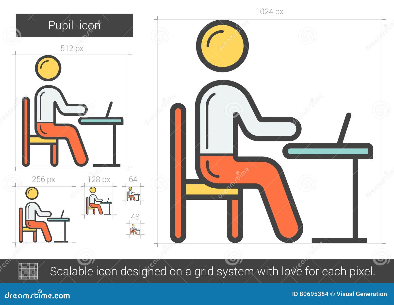Pupil line icon. stock vector. Illustration of education - 80695384