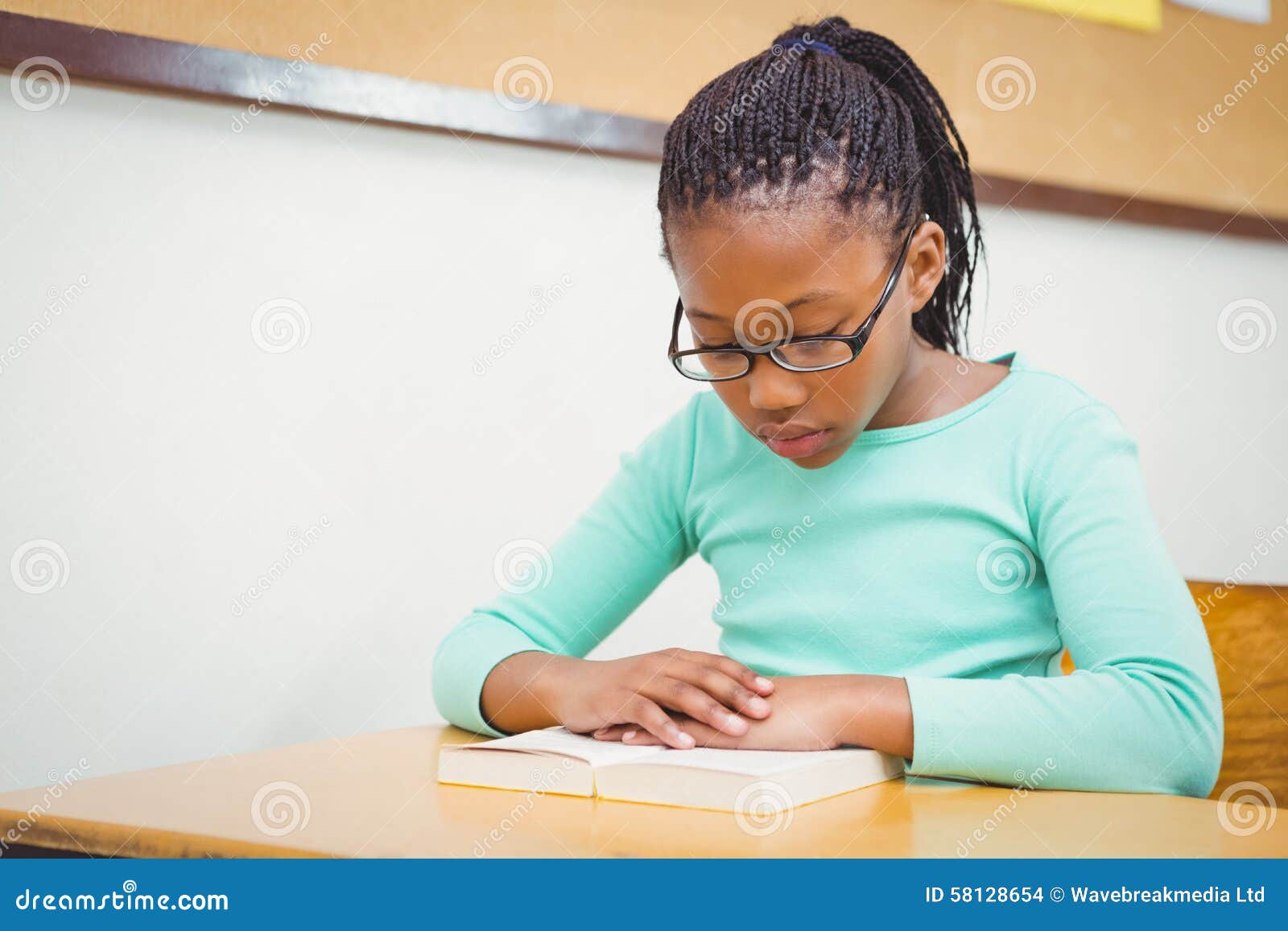 Pupil Reading a School Book Stock Photo - Image of academic, girl: 58128654