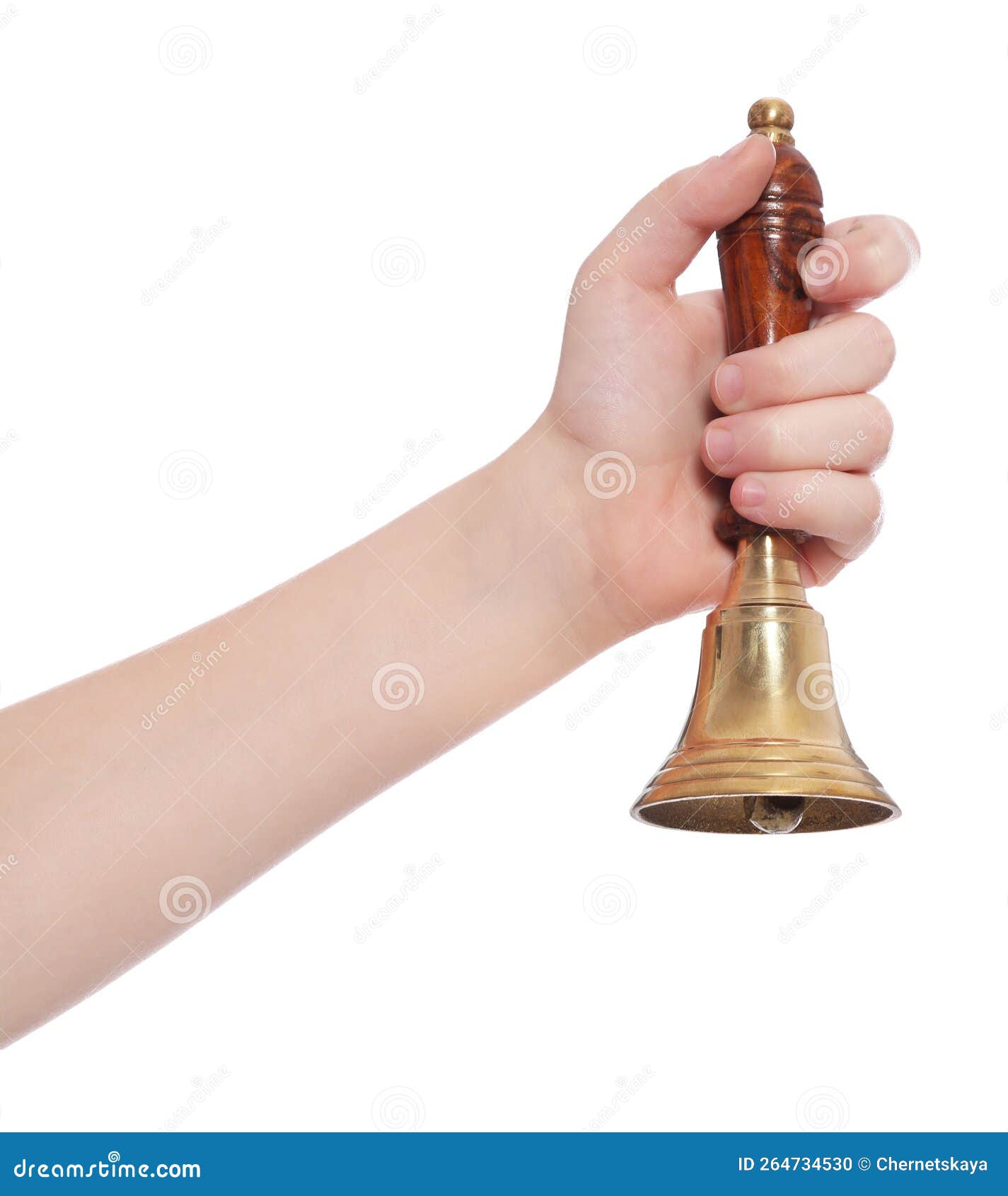 Pupil with School Bell on White Background, Closeup Stock Photo - Image ...