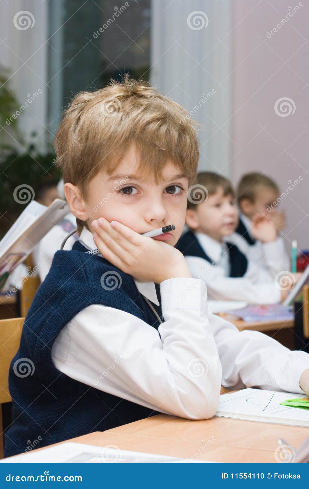 Pupil in School in the Classroom Stock Photo - Image of cute, sitting ...