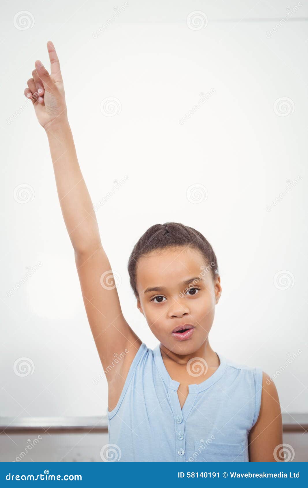 Pupil Standing by Whiteboard with Raised Arm Stock Image - Image of ...
