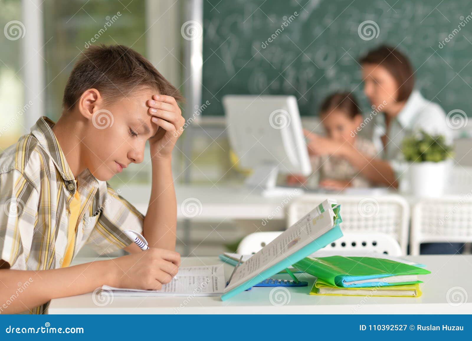Pupil studying lessons stock image. Image of parenting - 110392527