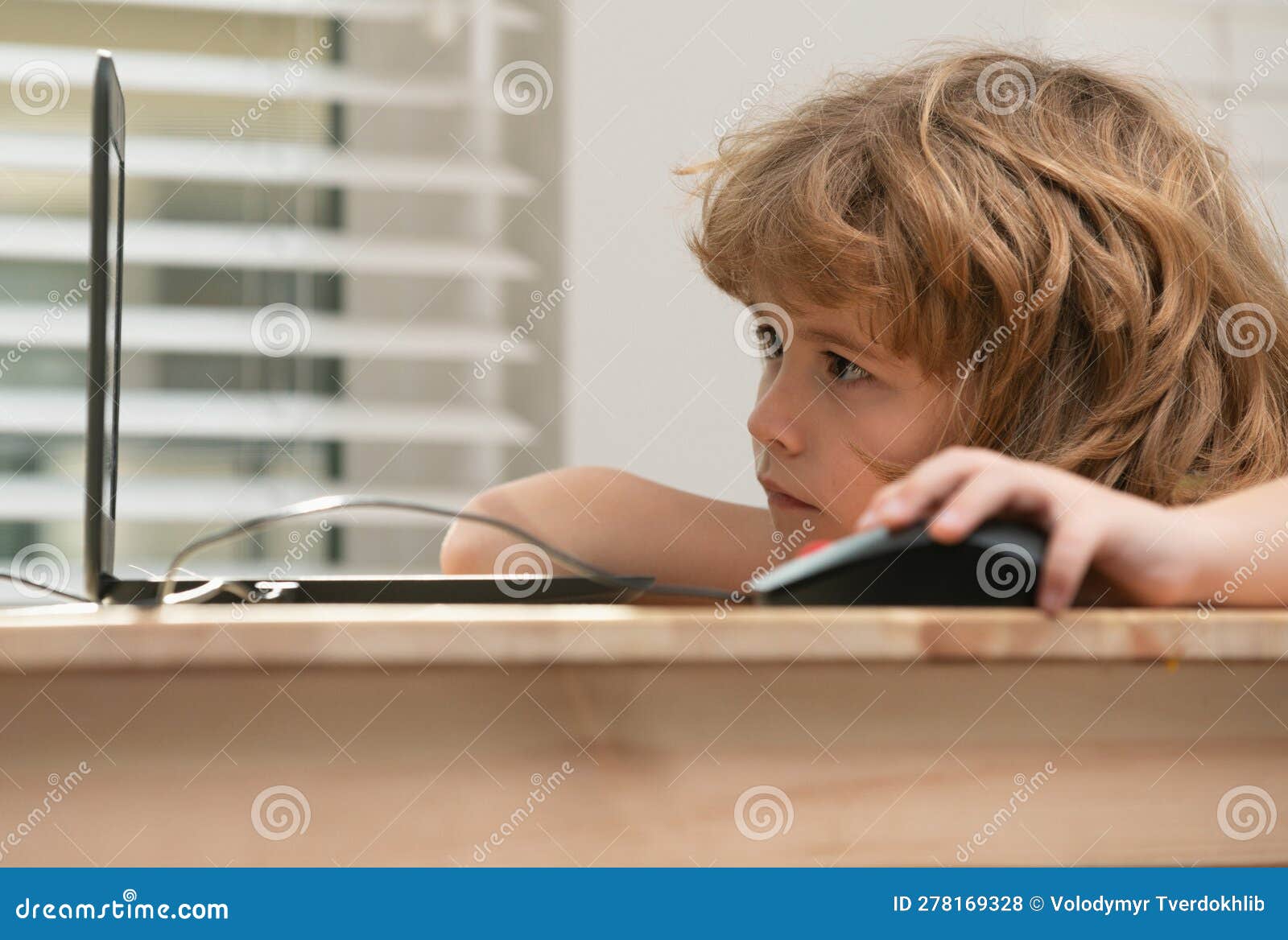Pupil Using Computer. Child Learning To Use Computer at Elementary ...