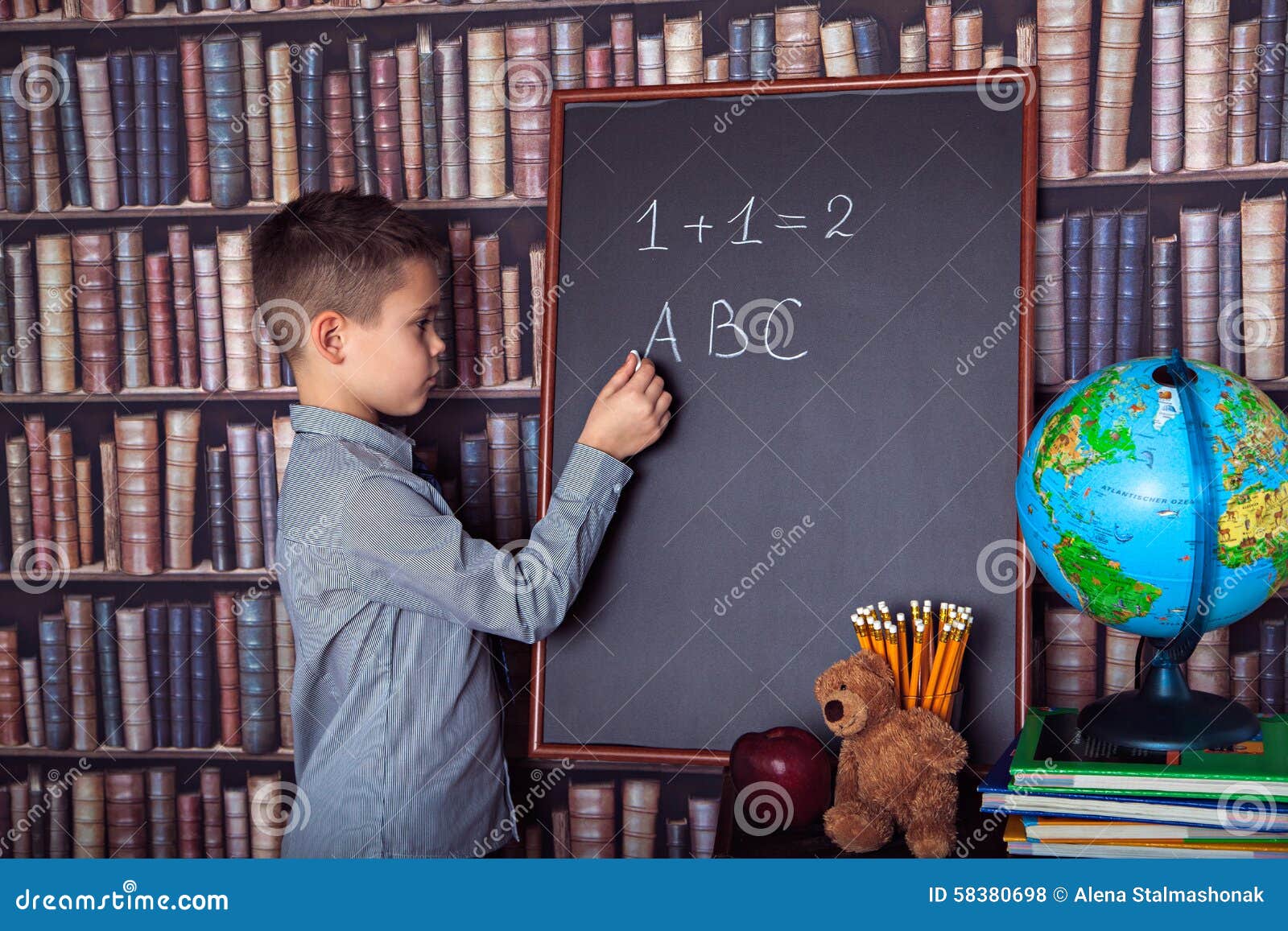 Pupil Writing Letters at the School Board Stock Photo - Image of ...