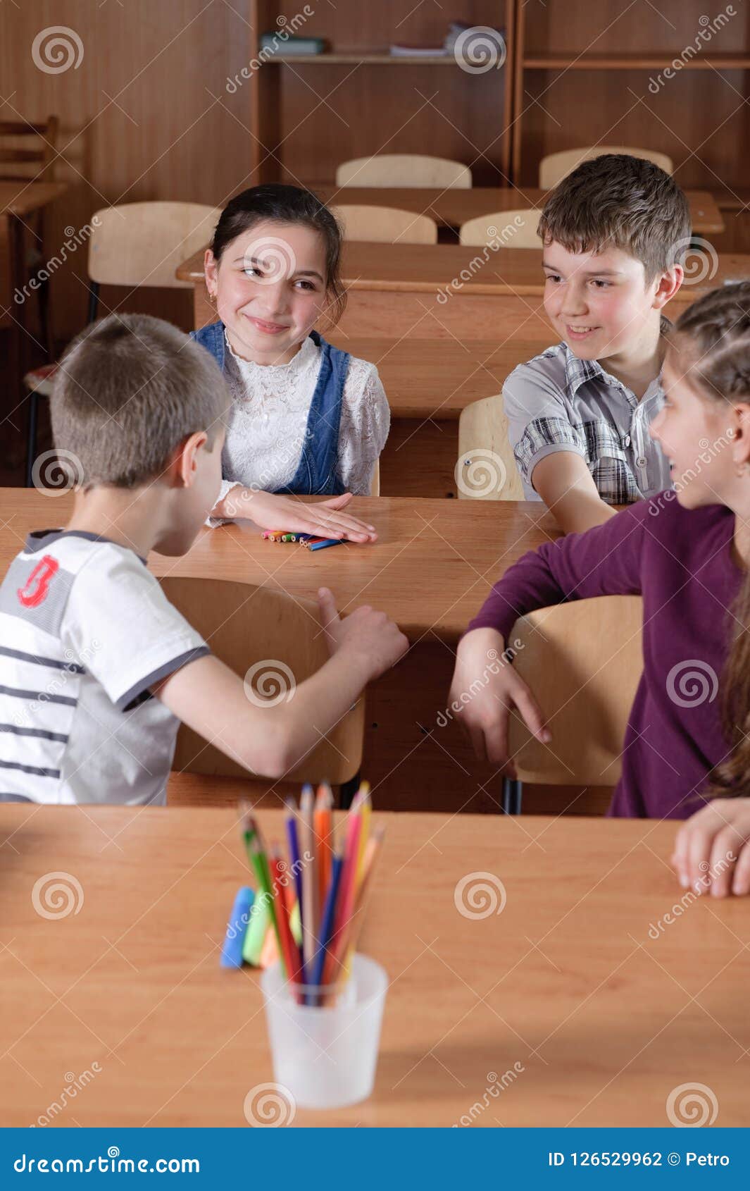 Classroom scene stock photo. Image of girl, excited - 126529962