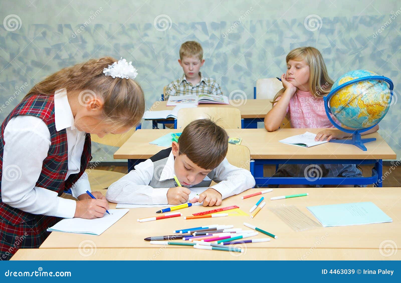 Pupils in a class. stock image. Image of peep, interest - 4463039