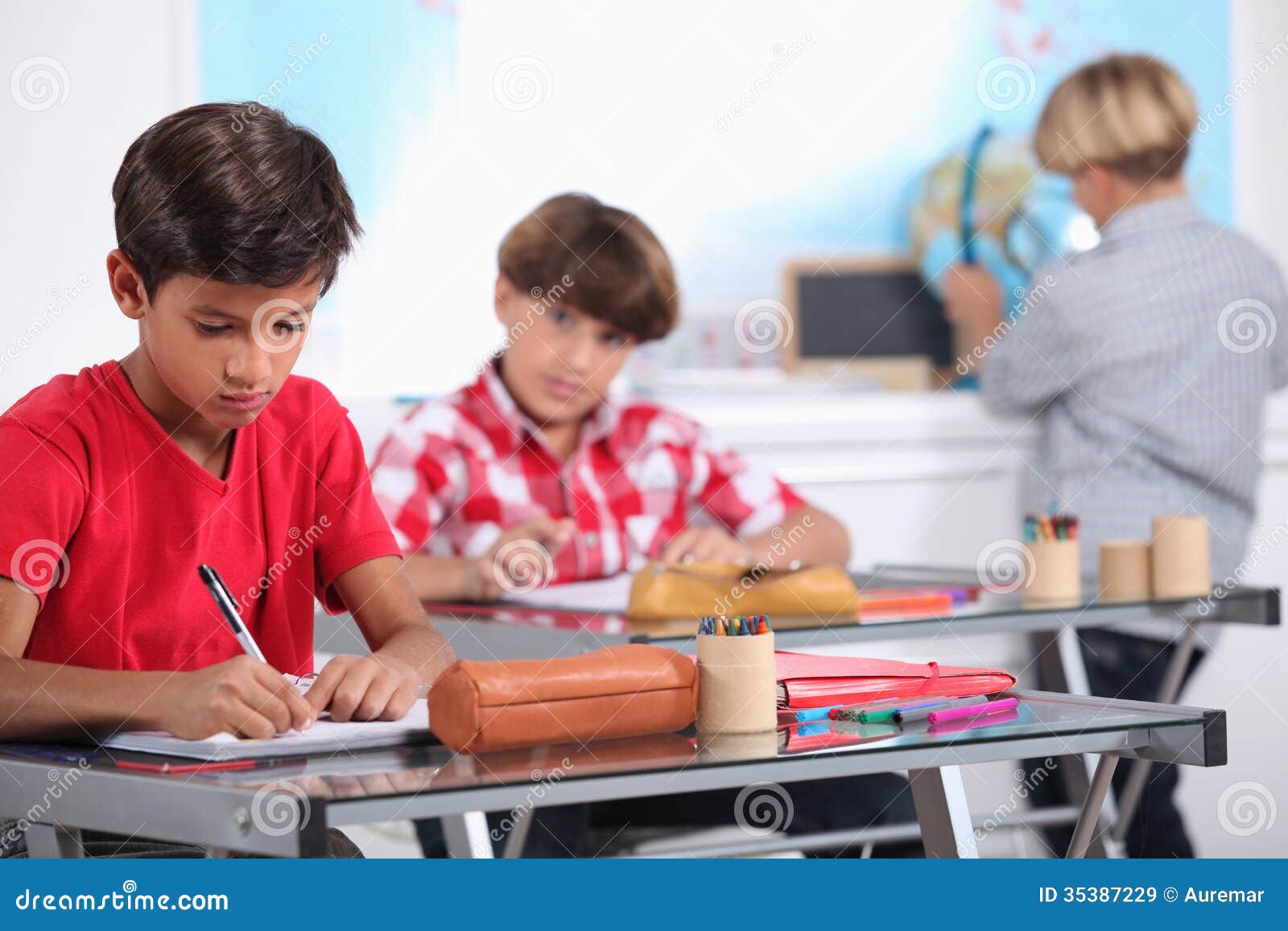 Pupils in class stock image. Image of education, globe - 35387229