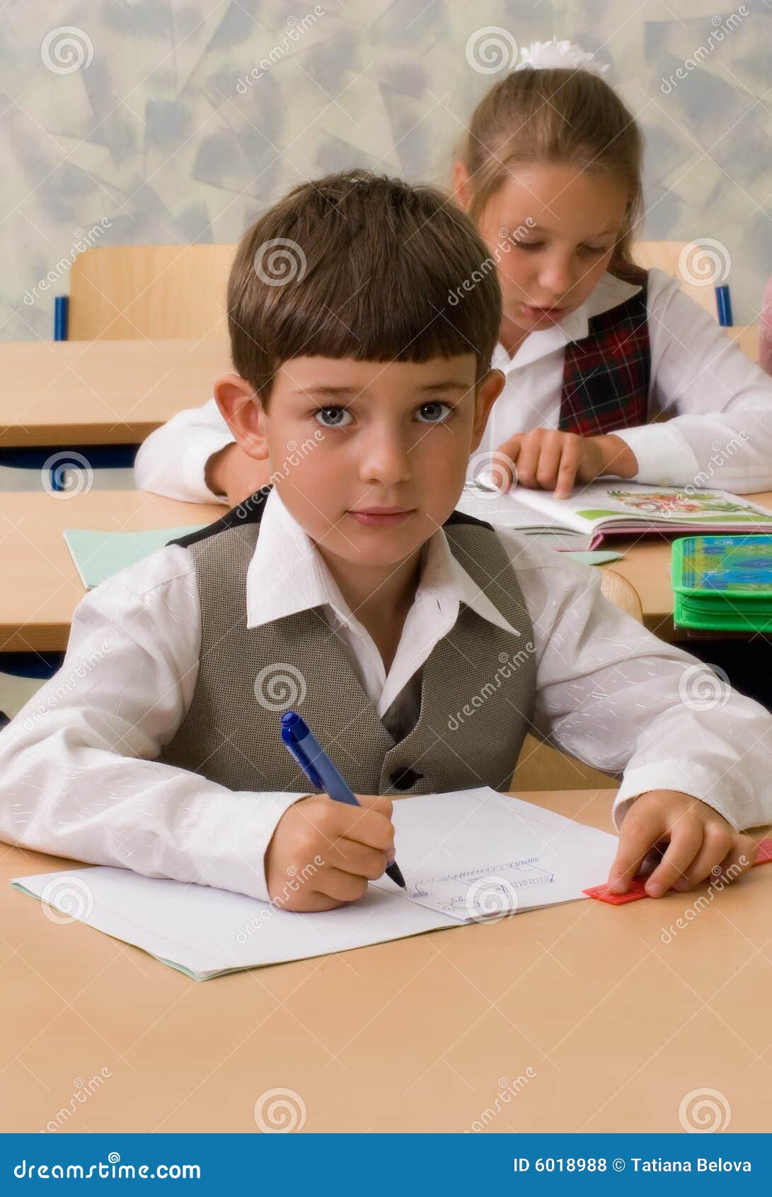 Pupils at classroom stock photo. Image of preschooler - 6018988