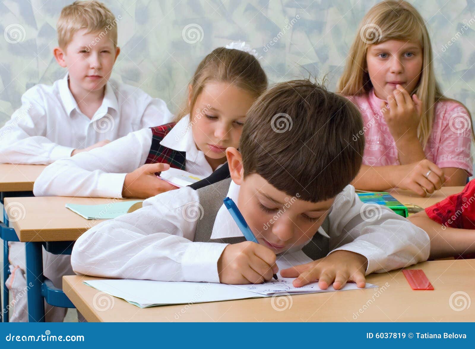 Pupils at classroom stock image. Image of desk, sitting - 6037819