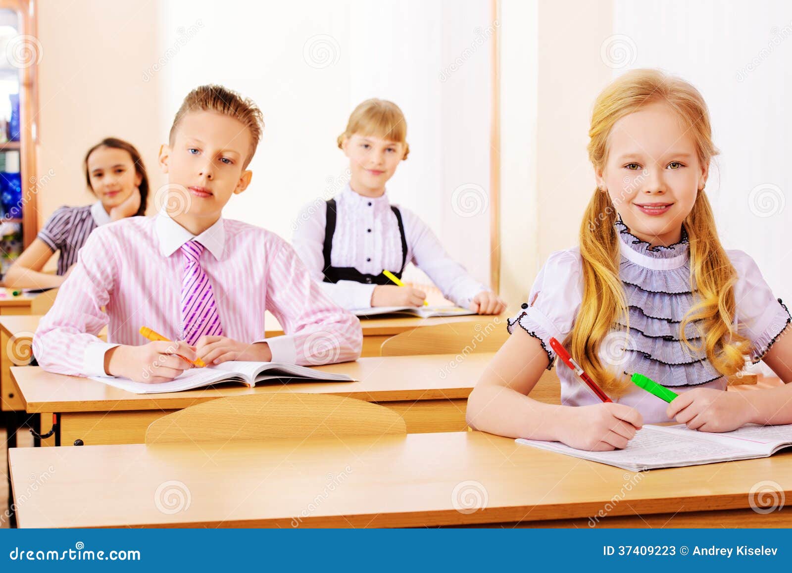 Pupils at classroom stock image. Image of active, interior - 37409223