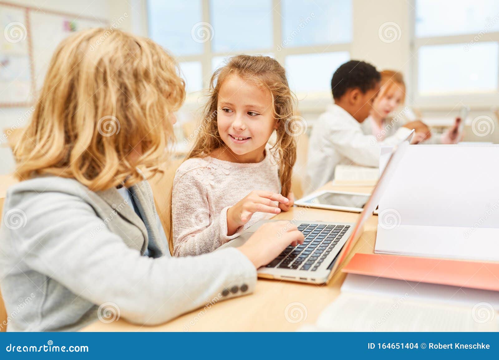Pupils in the Computer Class at the Laptop Stock Photo - Image of ...