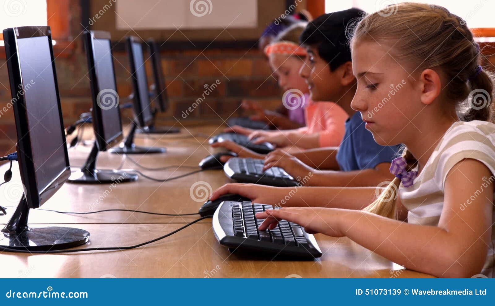 Pupils in Computer Class at School Stock Video - Video of girl ...