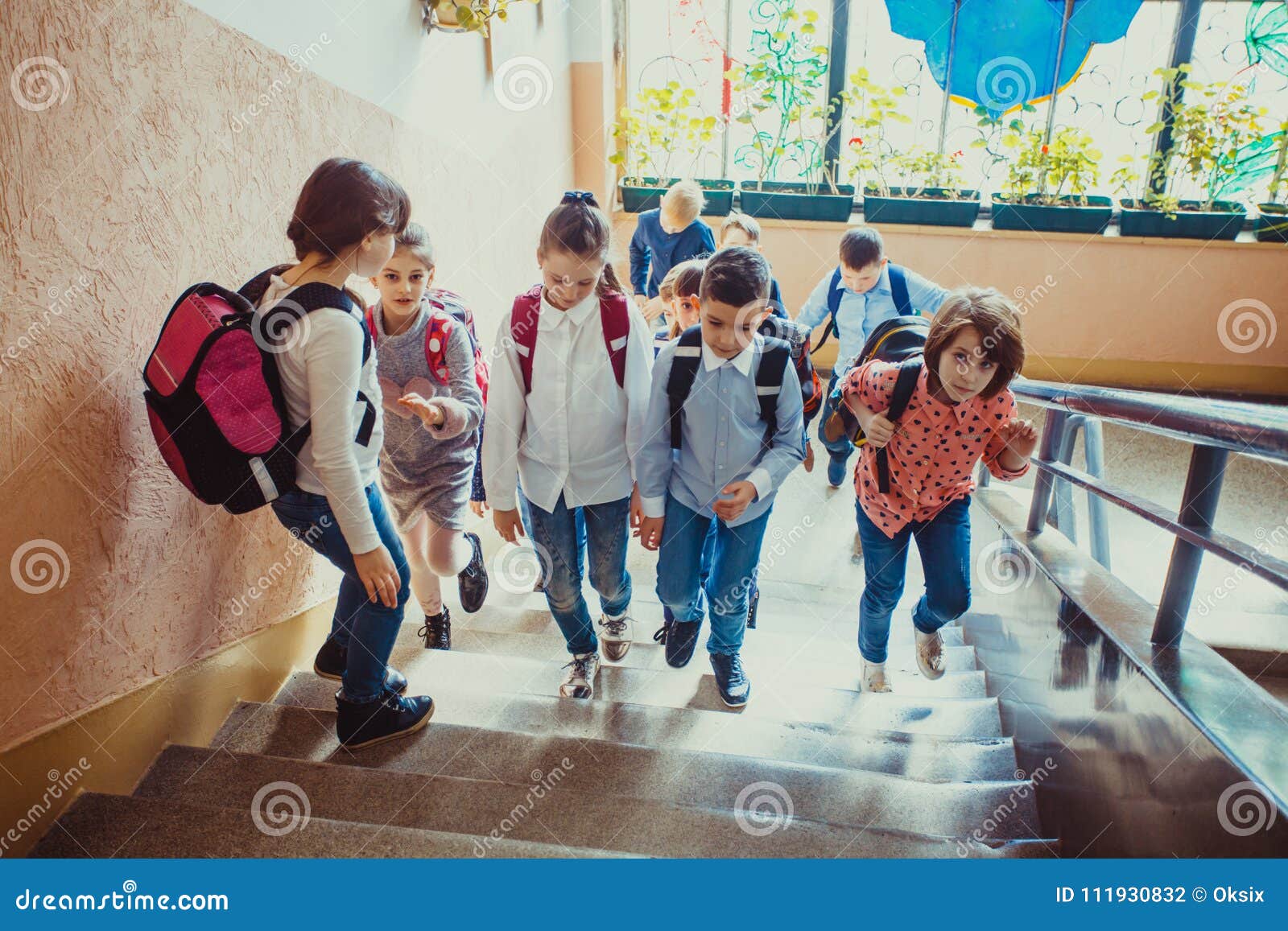 Pupils going on break stock photo. Image of caucasian - 111930832