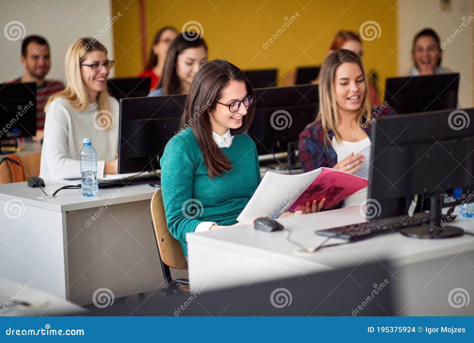 Pupils Learning Together in College Stock Photo - Image of lecture ...
