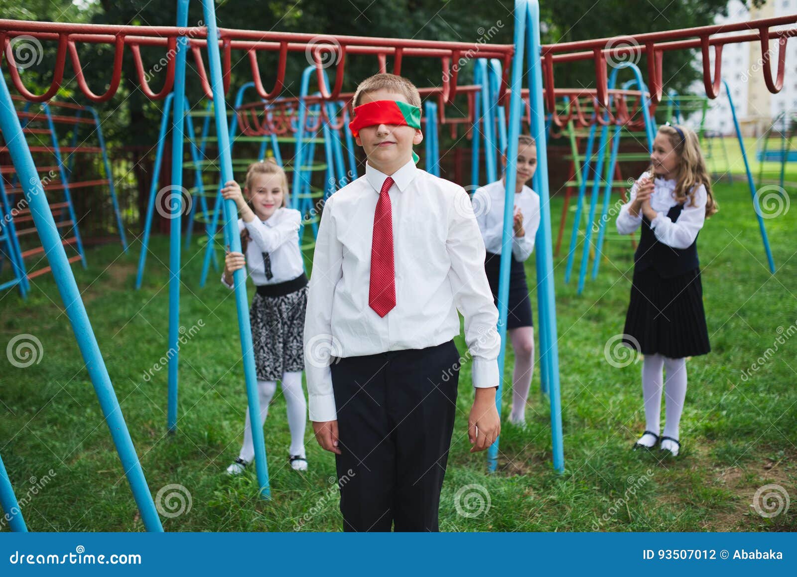 Pupils Playing on the Break Outdoors Stock Photo - Image of girls ...
