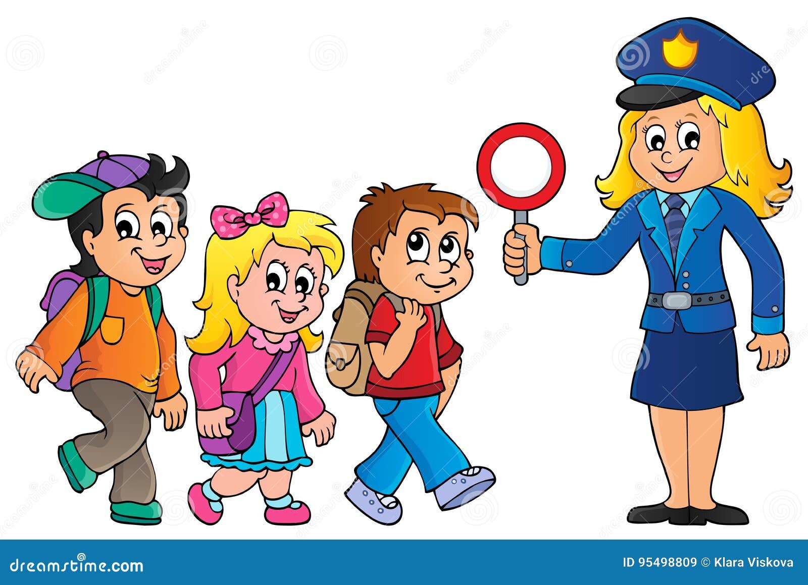 Policewoman Of Children Cartoon Vector | CartoonDealer.com #77307909