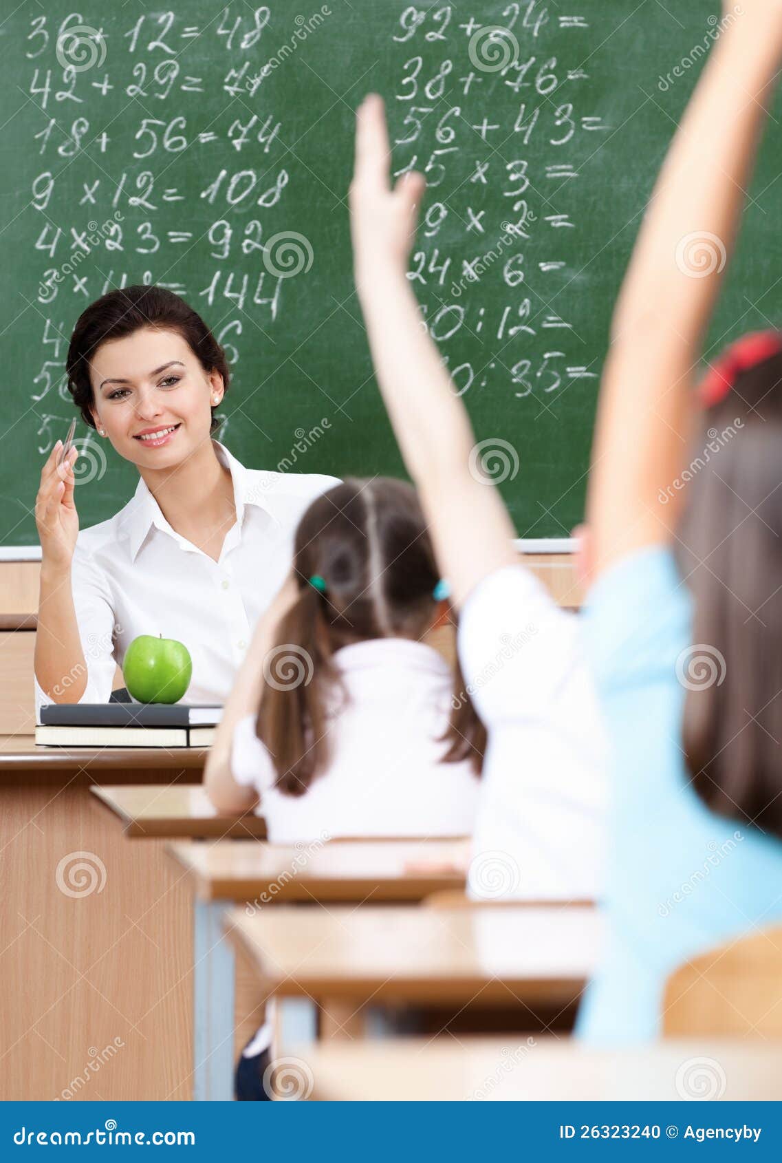 Pupils Put Their Hands Up To Answer Stock Photo - Image of answer ...