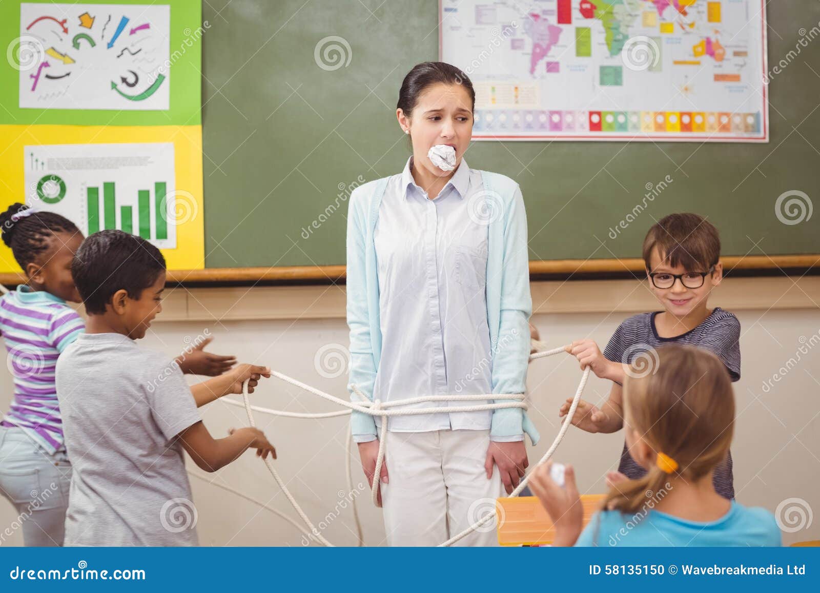 Pupils Running Wild in Classroom Stock Photo - Image of happy, career ...